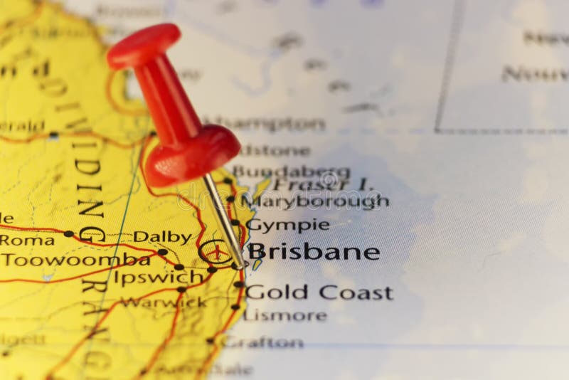 Brisbane Australia, Pinned Map Stock Illustration - Illustration of ...