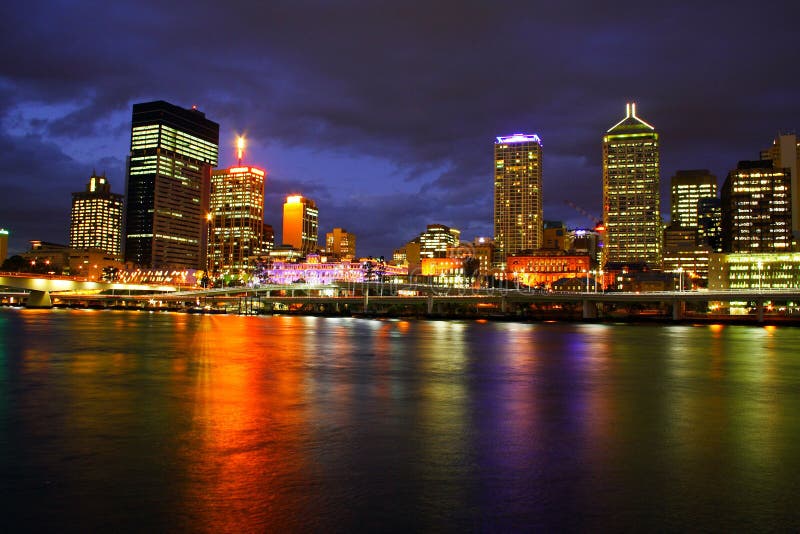 Brisbane City at Night stock image. Image of metropolis - 18250931