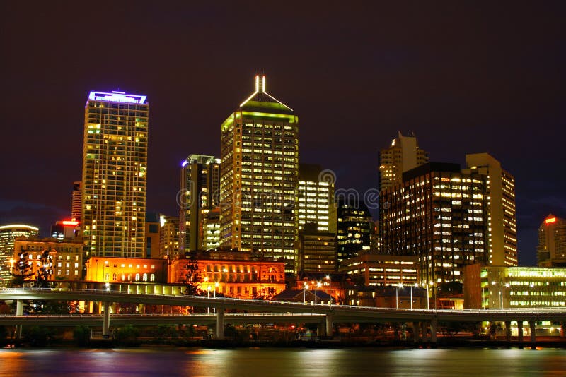 Brisbane City at Night stock photo. Image of modern, metropolis - 18250954