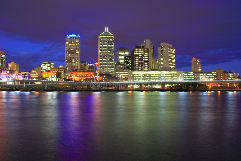 Brisbane City Night stock image. Image of business, modern - 3435231
