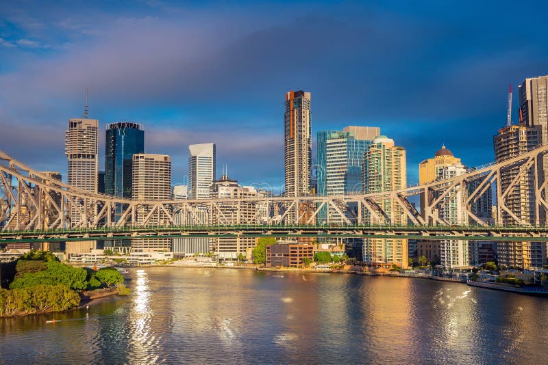 Brisbane City Skyline and Brisbane River Stock Image - Image of ...