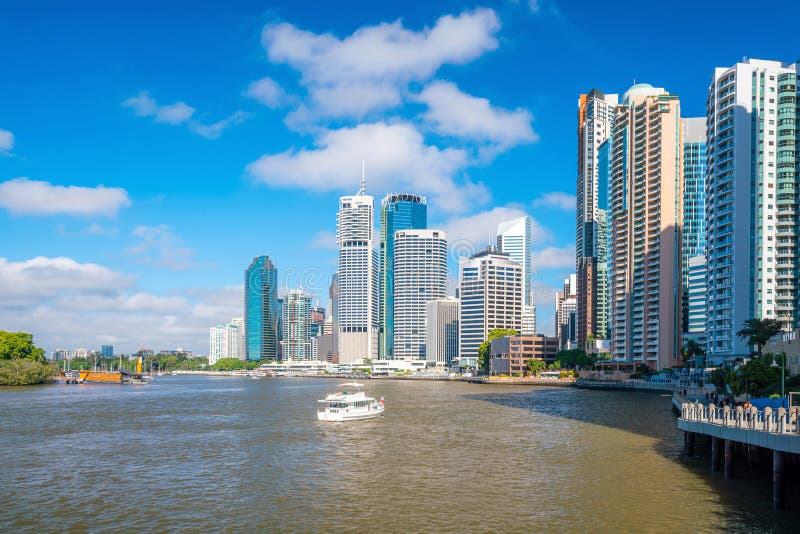 Brisbane City Skyline and Brisbane River Editorial Stock Image - Image ...