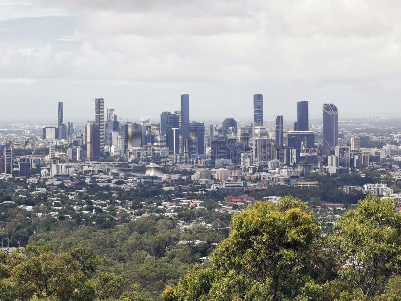 Brisbane City Skyline View at Mount Coot-Tha Stock Photo - Image of ...