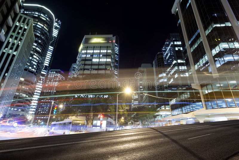 Brisbane City Traffic at Night Stock Image - Image of road, view: 75983939