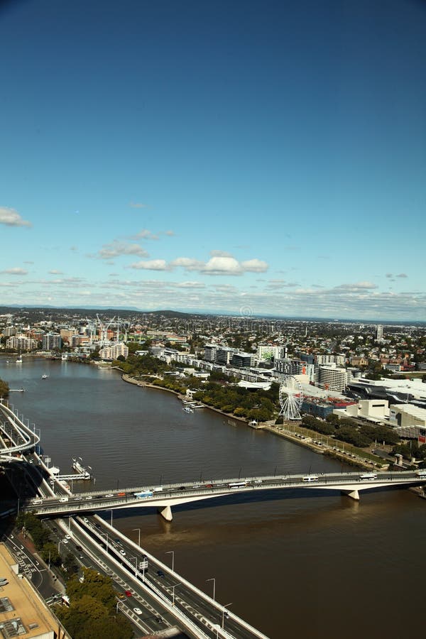 Brisbane City with Victoria Bridge and River View Editorial Stock Image ...