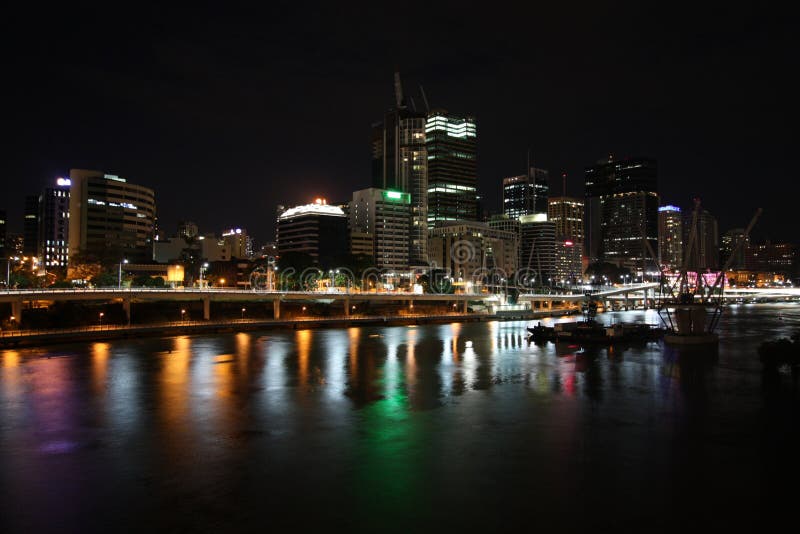 Brisbane City at Night stock photo. Image of riverbank - 18251324