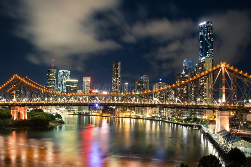 Story Bridge in Brisbane stock photo. Image of river, lights - 9853308