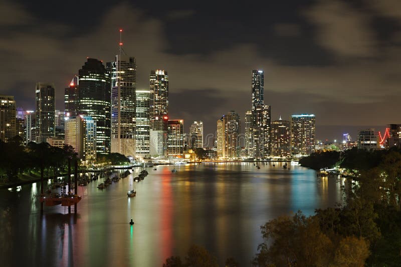 Brisbane night view stock photo. Image of settlement - 81867714