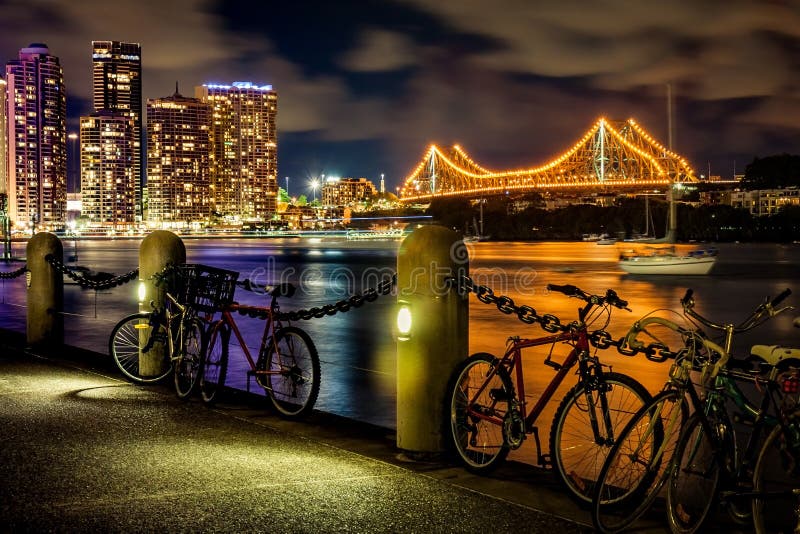 Brisbane River Queensland Australia at Night Stock Image - Image of ...