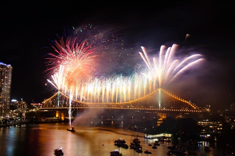 Riverfire stock image. Image of bridge, fireworks, element - 21026893