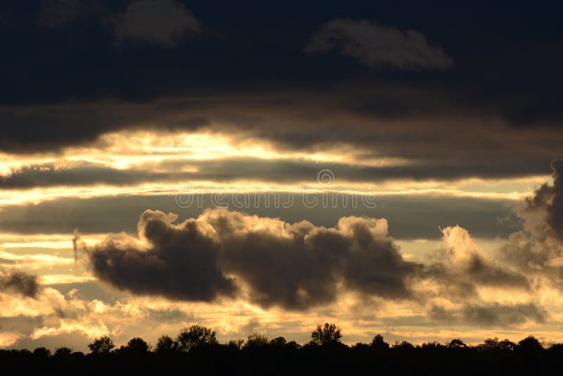 Dramatic Cloud Coverage stock image. Image of fall, night - 255019293