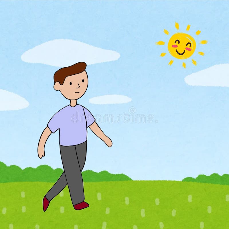 Brisk Morning Walk by Man Exercise Lifestyle Illustration - 1 Stock ...