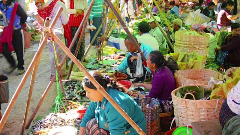 Brisk Trade on the Open Market Stock Footage - Video of food, people ...