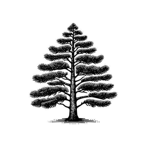 Bristlecone Pine Front View Simple Vintage Logo Rustic Illustration ...
