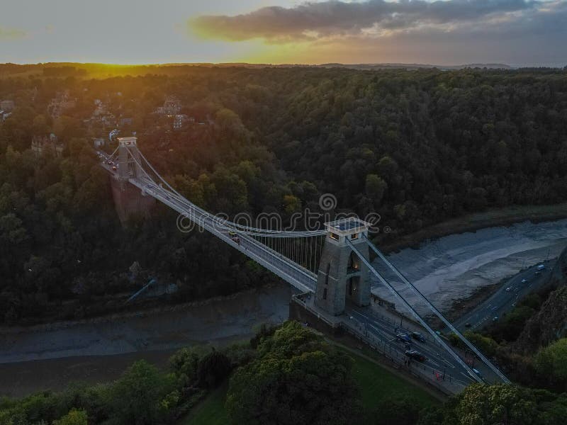 Bristol Clifton Suspension Bridge at Sunset Over the River Avon Stock ...