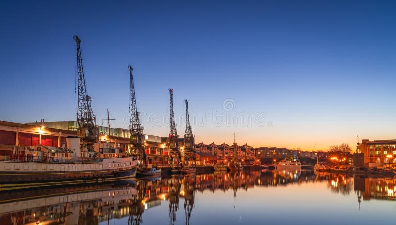 Bristol`s Floating Harbour at Sunset Stock Photo - Image of dock, pier ...