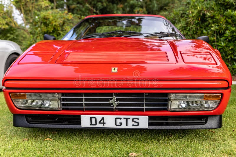 Bristol, UK- August 11, 2024: Front View of Red FERRARI 328 GTS 1989 ...