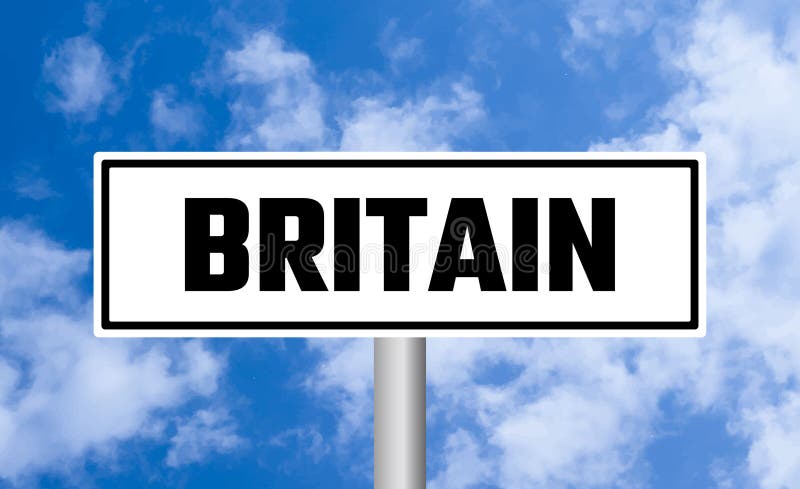 Britain Road Sign on Blue Sky Background Stock Photo - Image of blue ...