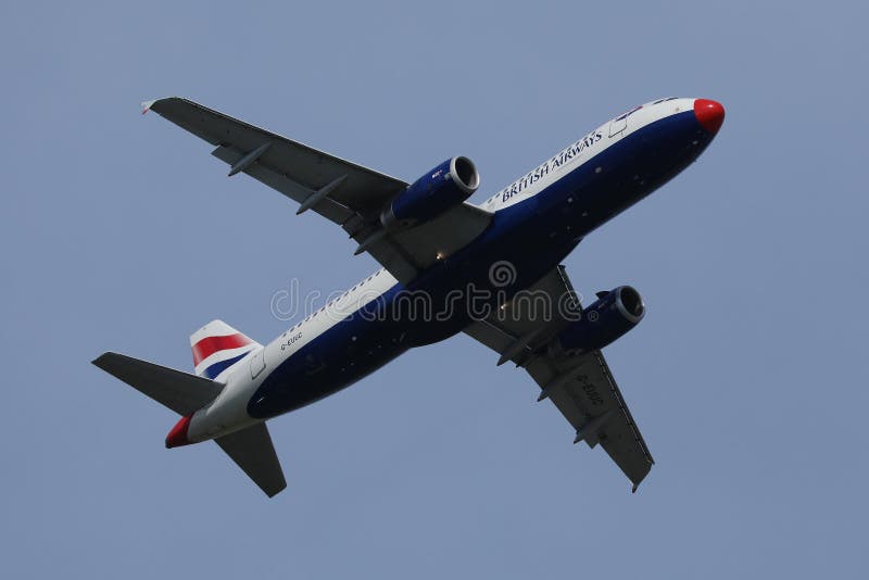 British Airways Plane Approaching Runway, Red Nose Editorial Stock ...