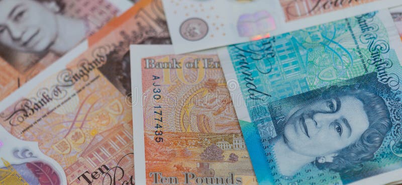 British Bancknotes Close Up, Including 5 Pounds Note, 10 Pounds Notes ...