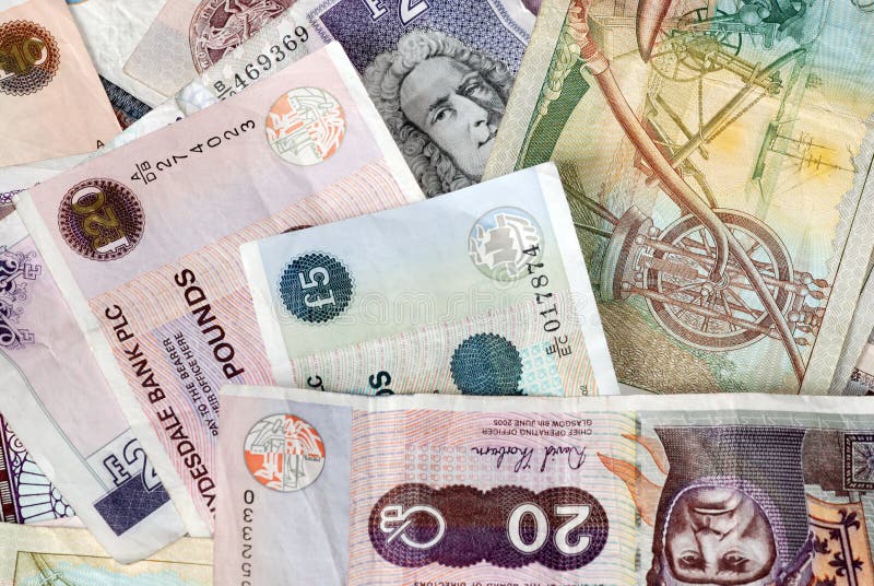 British Bank Notes Various Amounts Stock Photo - Image of coin, cash ...