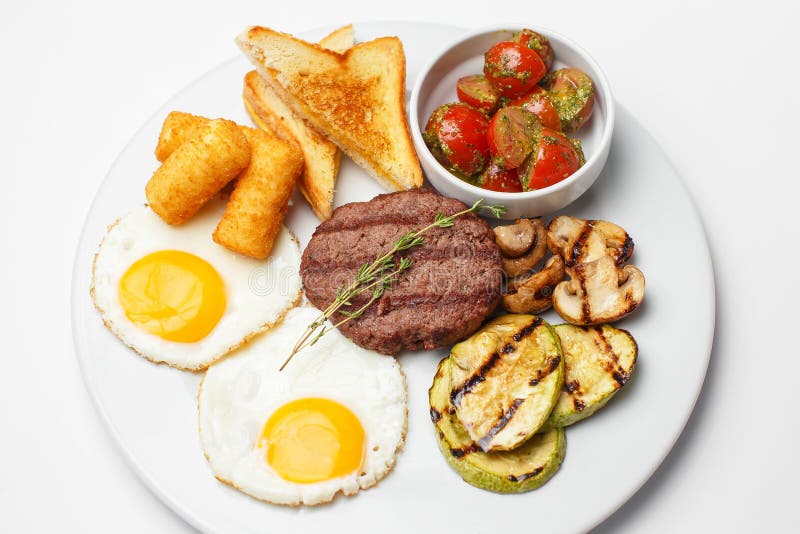 British Breakfast on a White Background Stock Photo - Image of cookery ...