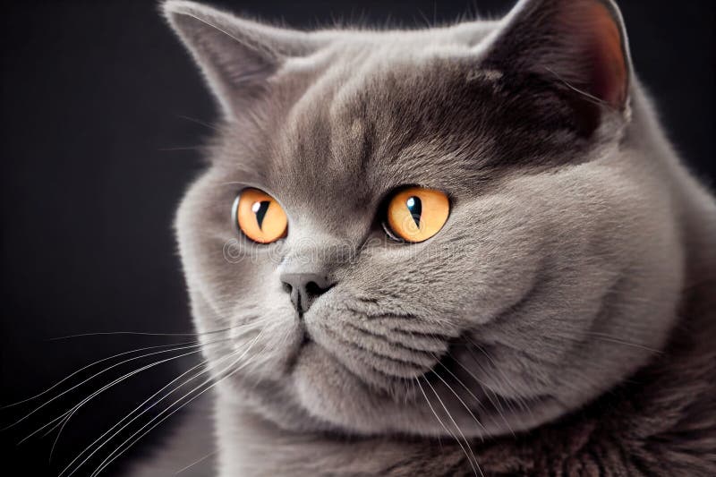 British Cat Portrait Close Up. Generative AI Stock Illustration ...
