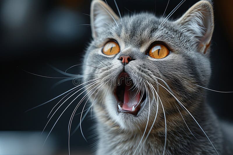 British Cat with Very Wide Mouth. Giving the Impression that it is Very ...