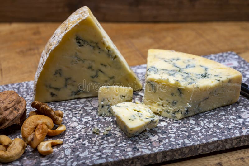 British Cheeses Collection, Blue Stilton Matured Cheese and Nuts Stock ...