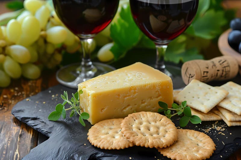 Cheddar Cheese, Partnered with Multigrain Crackers and a Cabernet ...