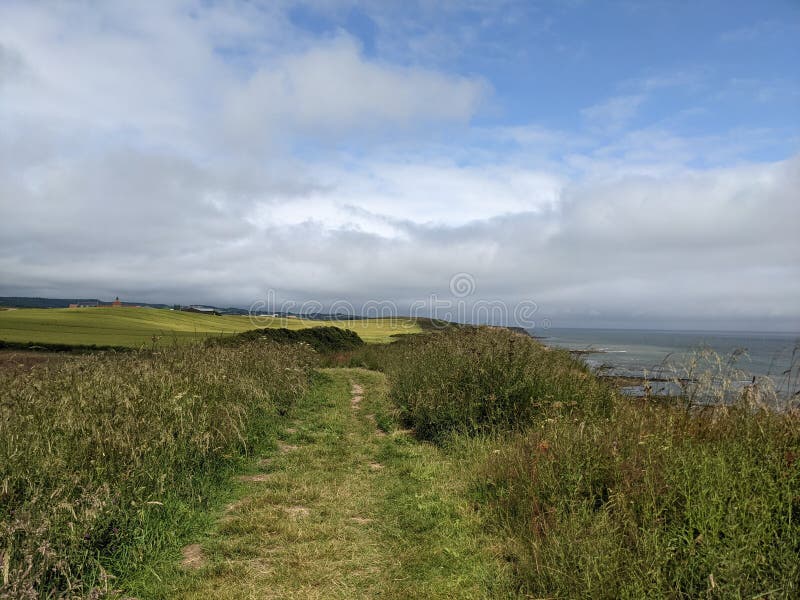 British Coastline Sun Sea Landscape Stock Photo - Image of rock ...