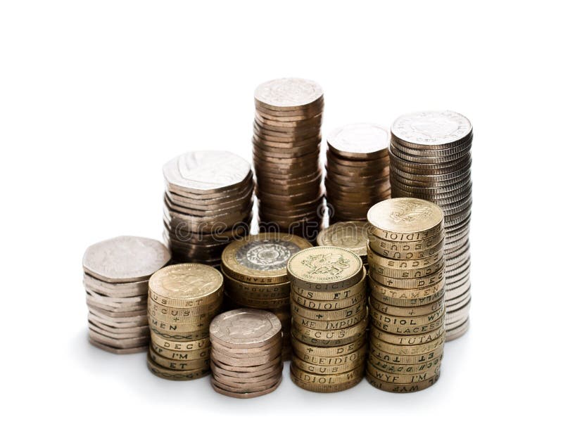 Stacks British Money Pound Coins on Wooden Table, Selective Focus GBP ...
