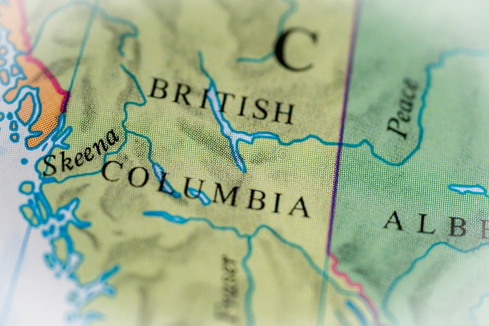 British Columbia State, Canada Highlighted on a World Map Stock Photo ...