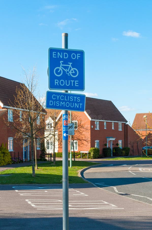 British End of Cycle Route Sign Stock Image - Image of development ...