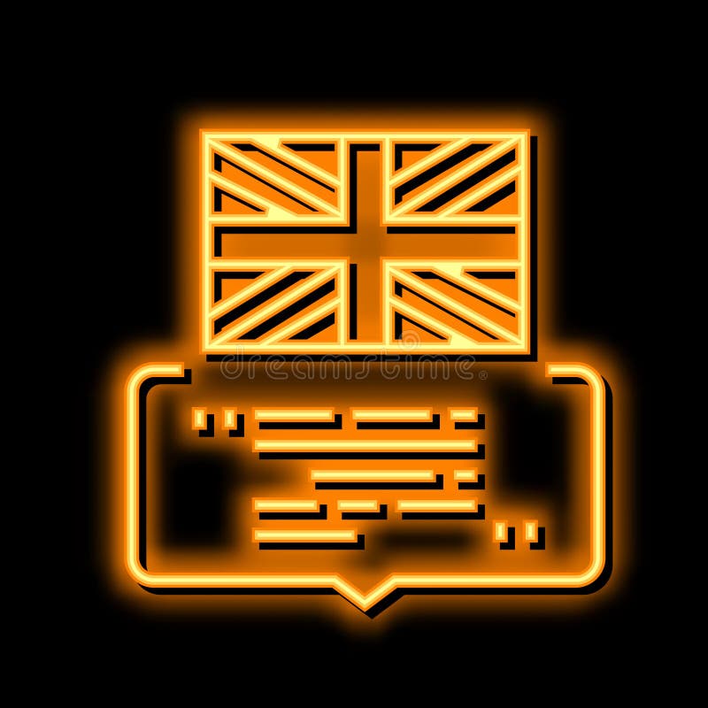 British English Neon Glow Icon Illustration Stock Vector - Illustration ...