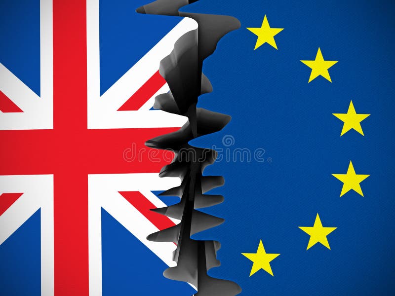 British and European Union Flags Separated by Crack Stock Illustration ...