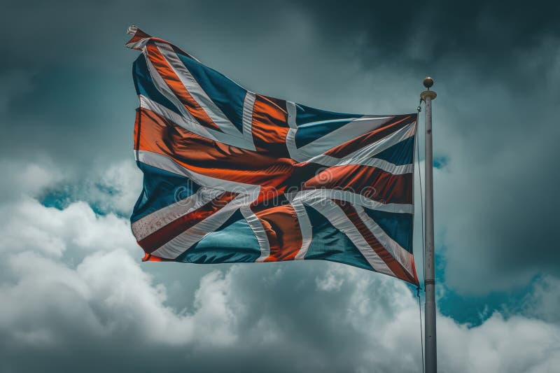 British Flag Against a Dramatic Sky Background in Various Artistic and ...