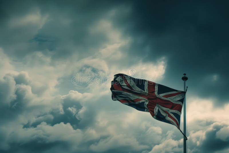 British Flag Against a Dramatic Sky Background in Various Artistic and ...