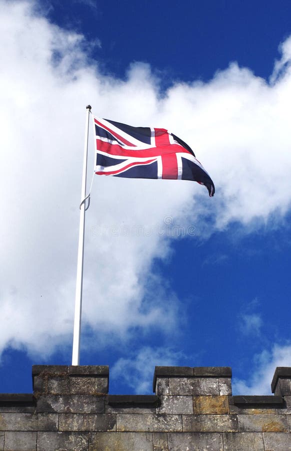 British Flag on Castle Wall Stock Photo - Image of pole, castle: 43756004