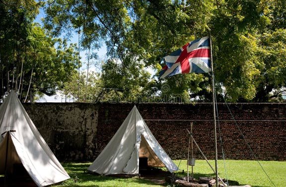 British flag on the fort stock image. Image of tent, civil - 13051213