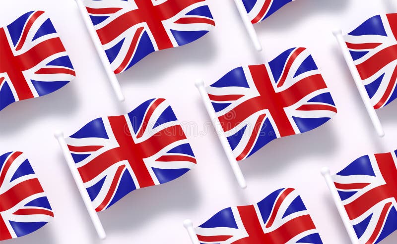 British Flag Pattern Background White Soft Color. Realistic Cartoon 3d ...