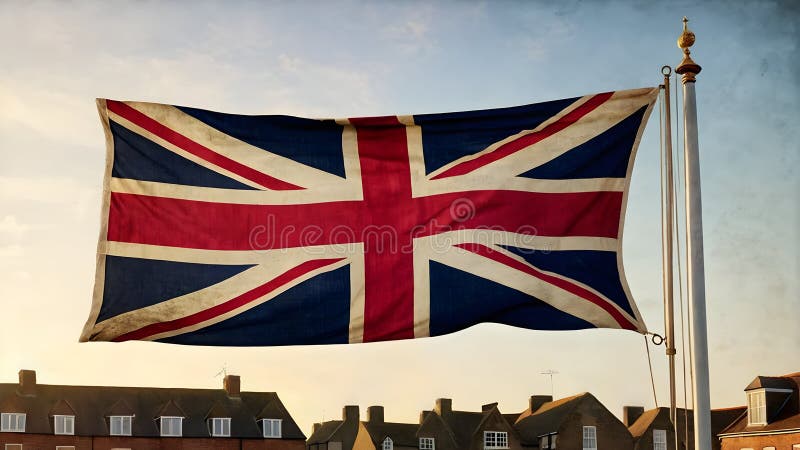 The British Flag, the Union Jack, Flies Over the Buildings Stock ...