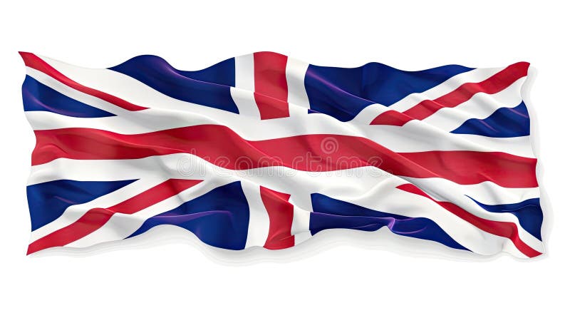 A British Flag Waves in the Wind Against a White Background Stock Image ...