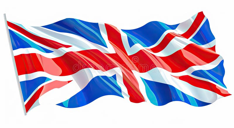 A British Flag Waves in the Wind Against a White Background Stock Image ...