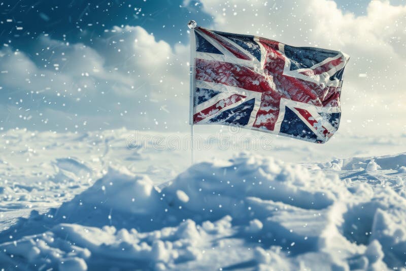 British Flag with Winter Backgrounds in Various Styles, Featuring Snow ...