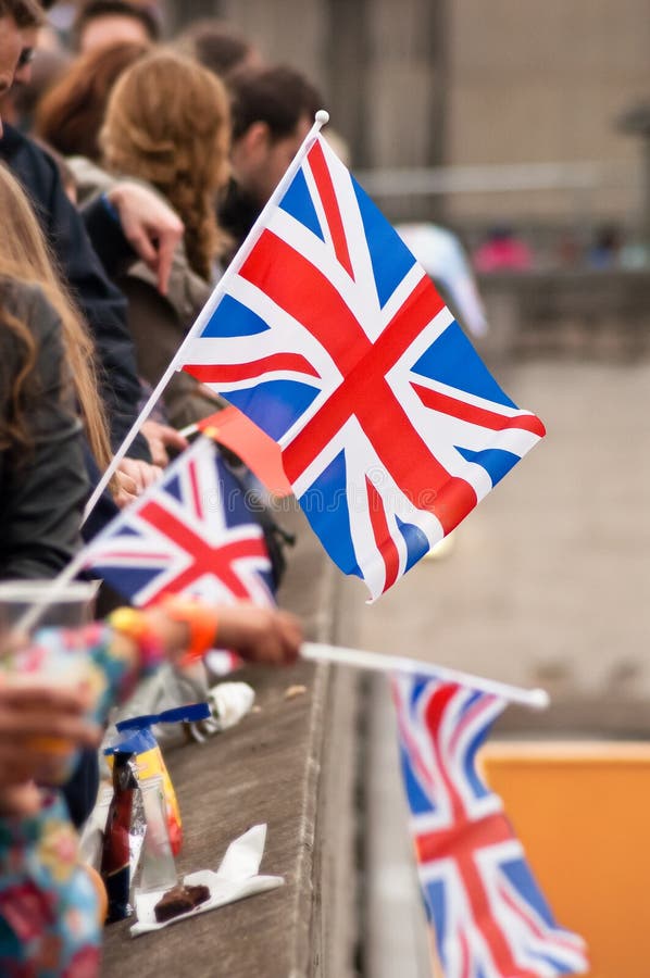 British Flags Waving in a Crowd Editorial Photography - Image of white ...