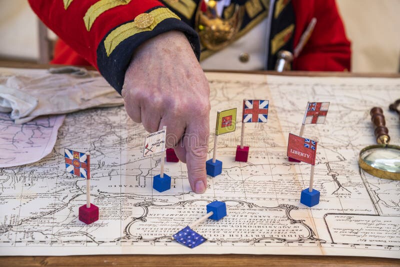 British Generals Plan a Battle during a Revolution War Reenactment ...