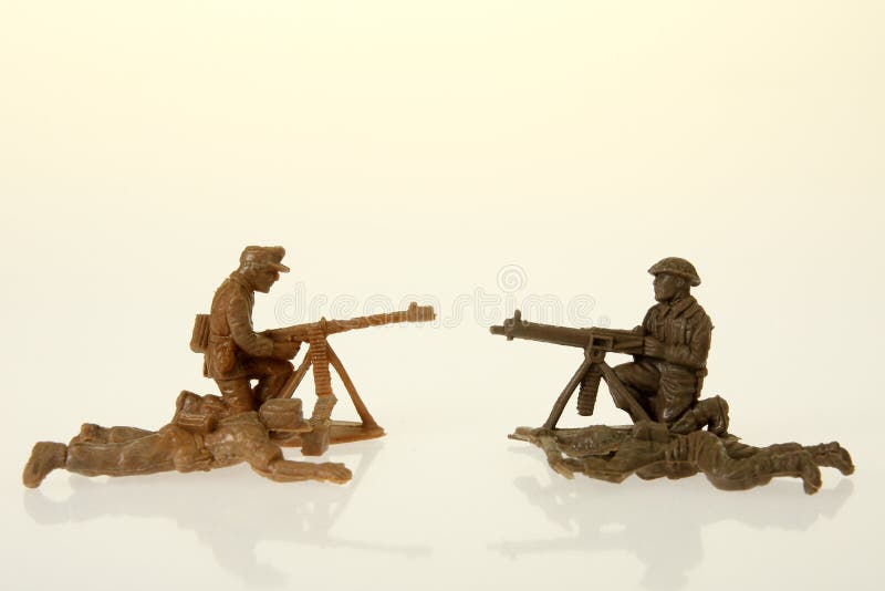 British and German Toy Soldiers with Machine Guns Stock Image - Image ...