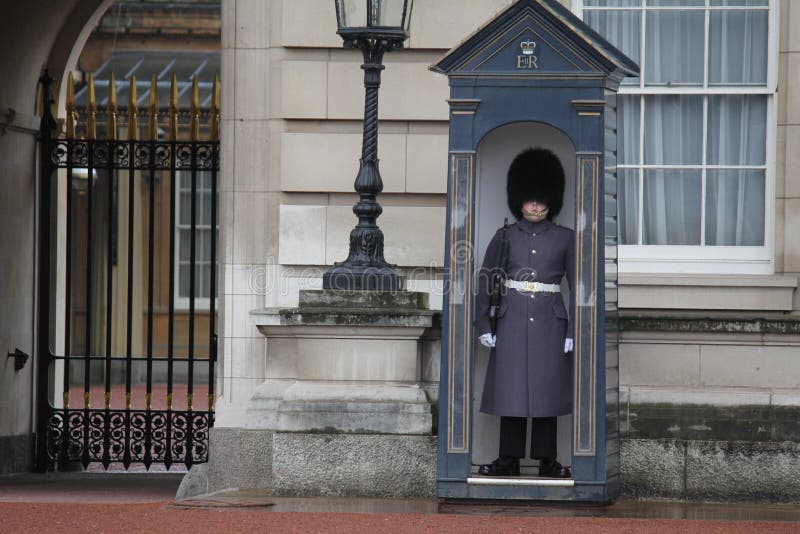 Closeup Photo with British Royal Guards in Black Fluffy Heads in London ...