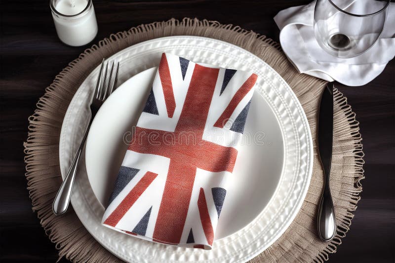 British Holiday Concept. Table Setting with British Flag Stock ...